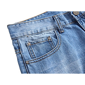 Enrica Men's Skinny Ripped Distressed Destroyed Straight Fit Denim Jeans (Light Blue 305, 34)