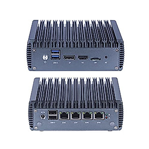 Celeron J4125 Quad Core Firewall Micro Appliance, Mini PC, Nano PC, Router PC with 8G RAM 128G SSD, 4 RJ45 2.5GBE NIC AES-NI Compatible with Pfsense OPNsense