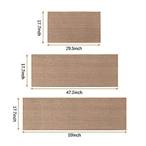 Hiroshi Kitchen Rugs and Mats Non Skid Natural Rubber Twill Washable Waterproof Comfort Standing Mat Runner for Kitchen, Floor, Office, Sink, Laundry(Beige, 17.7*29.5+17.7*47.2)
