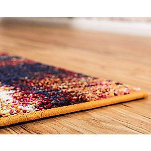 Unique Loom Estrella Collection Rustic, Distressed, Modern, Abstract Area Rug, 5 ft x 8 ft, Orange/Black