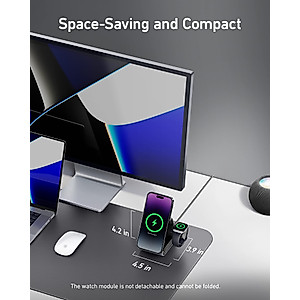 Anker MagSafe Charger Stand, 737 MagGo Charger, 3-in-1 Charging Stand with MFi-Certified 15W Max Fast Charging, iPhone 15/14/13/12 Series, Apple Watch S8/7/6, AirPods, 30W USB-C Charger Included