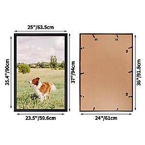 Lavezee 24x36 Black Poster Picture Frames Set, Made to Display 24 by 36 Inch Photo Prints Frame for Wall Decor