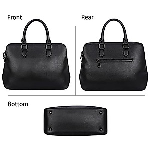 HESHE Genuine Leather Handbags Tote Shoulder Bags for Women Large Capacity Messenger Zippered Womens Purses and Handbags Top Handle Bag(Black-Top Grain Genuine Leather)