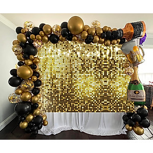 Generic Gold Glitter Backdrop Disco Themed Photography Backdrop for Anniversary Birthday Bridal Shower Wedding Prom Party Decorations Supplies Photo Studio Props (7X5FT(82x59inch))
