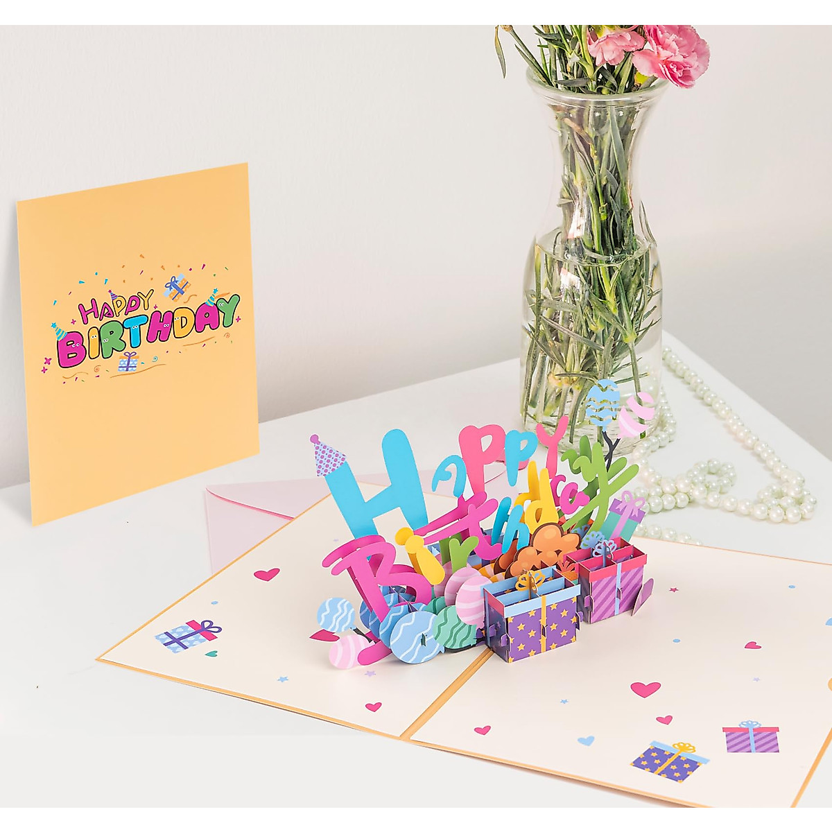ABSOFINE Happy Birthday 3D Pop Up Cards, 3D Alphabet Happy Birthday Card with Envelopes, Greeting Cards Birthday Gifts for Women and Men (Colorful)