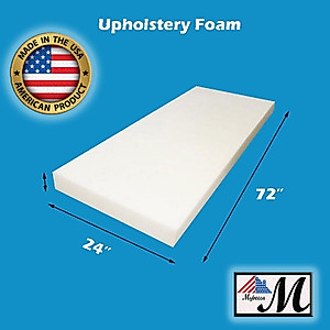 Mybecca High Density Firm Seat Replacement, Upholstery Sheet Foam Padding,6"H, 24"W, 72"L