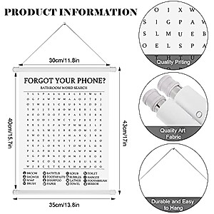 Gersoniel Bathroom Word Search Sign Funny Farmhouse Wall Art Decor Forgot Your Phone Puzzles Hanging Print Poster Fun Decorations for Bathroom, 12 x 16 inches, white