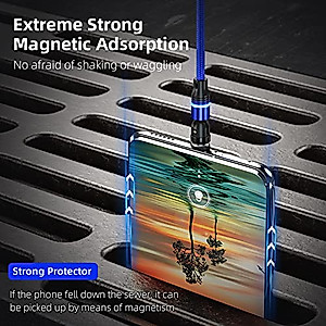 Magnetic Charging Cable 3A Fast Charging & Data Sync 540° Rotation 6.6ft Magnetic Phone Charger Cable Nylon Braided 3 in 1 Magnetic Cable Compatible with Android Micro USB/USB C/Type C/Phone Devices