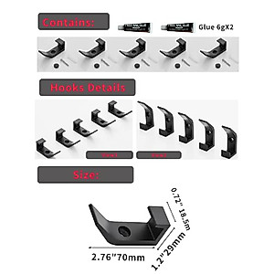 Leacas Bag Hooks, Hat Hooks, Towel Hooks for Bathroom Wall Mounted Towel Hooks Heavy Duty Black Waterproof Wall Hooks Sticky for Hanging Shower Bath Robe Coat Clothes in Bathroom Kitchen (5 pics)