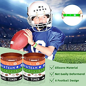 134 Pcs Football Party Favors Set 12 Silicone Bracelet 12 Whistles 12 Keychains 12 Slap Bracelet 12 Tattoo Stickers 12 Plastic Straws 12 Gift Bags 50 Football Stickers for Football Party Supplies