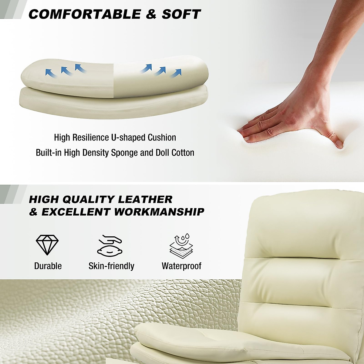 Belandi High Back Office Chair with Lifting Headrest - Adjustable Built-in Lumbar Support Flip Arms, Ergonomic Computer Desk Leather Chair Home Office Work Chairs,Thick Padded Strong Metal Base(Pink)