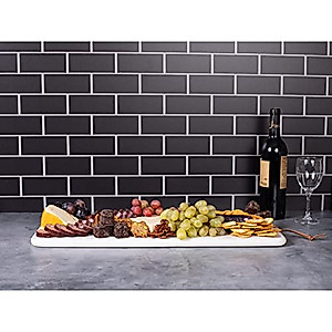 BIRDROCK HOME 23" Marble Serving Board | 100% Natural, Premium Marble | 23" L x 8" W | Charcuterie Board for Party Appetizers | Kitchen Platter for Food | Fruit Display - White