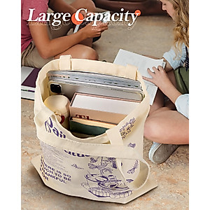 Miss Adola Aesthetic Canvas Tote Bag with Pattern for Women, Butterfly Gratitude Inspirational Quotes Design, Casual Sturdy Cloth Cotton Totes Bag for Vacation, Shopping, Grocery, Gym