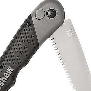 Kershaw Taskmaster Folding Saw (2555X); for Camping and Hunting with Serrated High Performance 7 in. Steel Blade, Lock Button Release and Glass-Filled Nylon Handle with Rubber Overlay