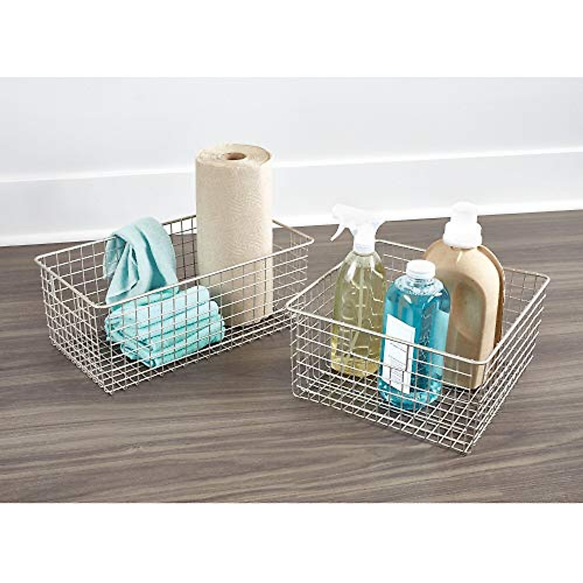 iDesign Classico Wire Storage Basket, Satin Silver, 16 x 9 x 6 Inch, 1 Piece