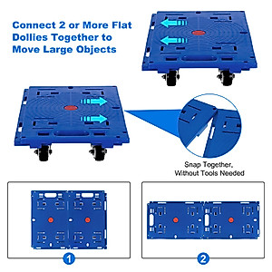 PATIKIL Furniture Dolly for Moving, 2 Pack Portable Small Flat Moving Dolly with 4 Wheels Furniture Movers Dolly for Heavy Furniture, 440 LBS Capacity, Blue