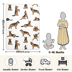 Swaddle Blanket German Shepherd Dogs Cotton Blanket for Infants, Receiving Blanket, Lightweight Soft Swaddling Blanket for Crib, Stroller, Nursery Blankets, 30x40 in