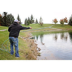 Crystal Blue Pond & Lake Weed Cutter - 42 inch Wide Cutting Path, Includes 20 Foot Rope, Blade Sharpener & Safety Gloves - Remove Common Pond Weeds, Chara, Lilly Pads, Small Leaf & More