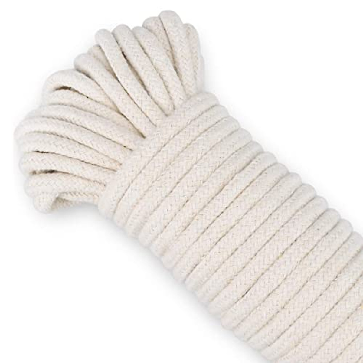 Enenes Craft Rope 1/4 INCH Braided Rope Cotton Rope 65 Feet Clothesline All Purpose Braided Cord for DIY Rope Basket/Mat as Candle Replacement Wick Self Watering Rope for Potted Plants (6MM,32 Feet)