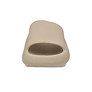 CUSHIONAIRE Women's Feather cloud recovery slide sandals with +Comfort, Khaki 6