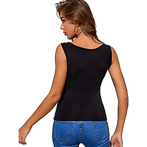 Verdusa Women's Sheer Contrast Mesh Sleeveless Slim Fitted Tank Top Black S