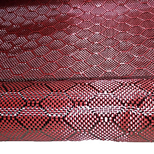 KARBXON - 4 in x 10 ft – Beehive Weave - Carbon Fiber Aramid Fabric - Red - 3K - 240g/meter - Beehive Weave 4” Wide Hemmed Fabric for Repair, DIY Projects (4, 10 ft)