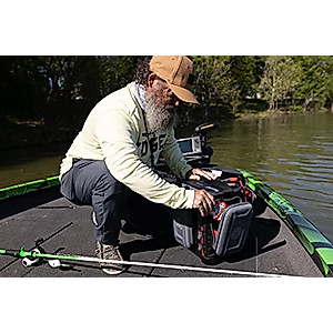 Plano KVD 3700 Signature Series Tackle Bag, Black with Red Accents, Water-Resistant TPE Coated Fabric, Premium Customizable Fishing Storage, Soft Tackle Bag