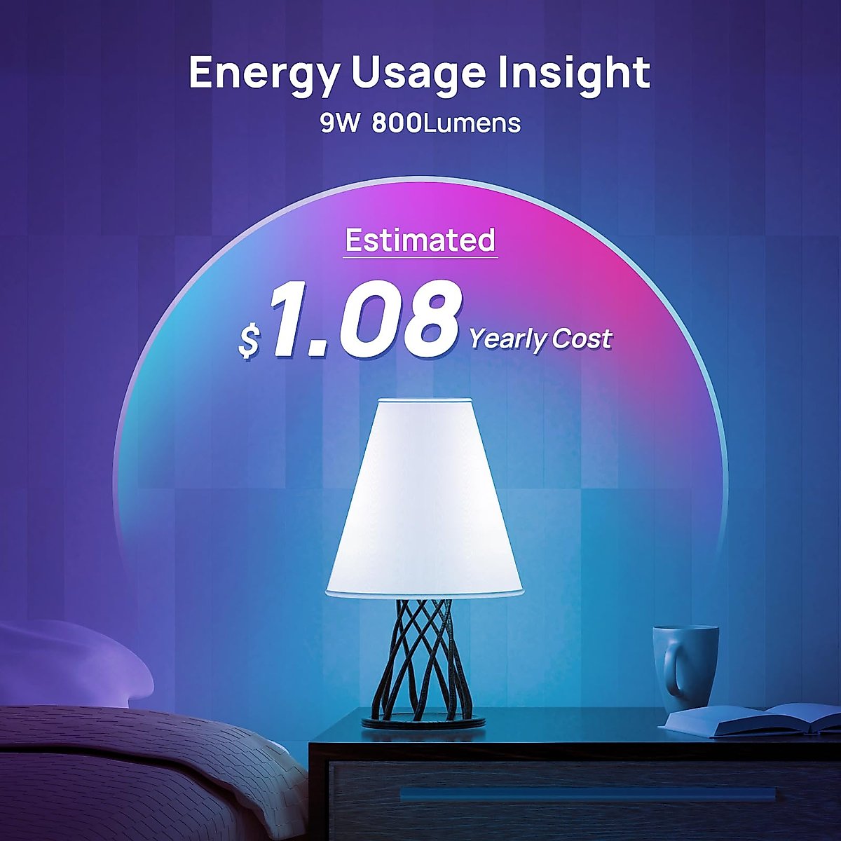 Consciot Smart Light Bulbs, WiFi Color Changing Light Bulb, LED Light Bulb That Compatible with Alexa & Google Home, A19 E26 Smart Bulb 60 watt Equivalent, Music Sync, Dimmable Smart LED Bulb, 4 Pack