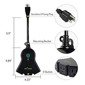 BN-LINK Smart WiFi Heavy Duty Outdoor Outlet, Timer and Countdown Function, No Hub Required for Outdoor Lights, Compatible with Alexa and Google Assistant (Outdoor) 2.4 GHz Network only