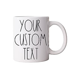 YOUR TEXT HERE Custom Rae Dunn Inspired 15oz Ceramic Mug | One or Two Sided Text