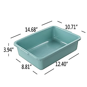 Yubine 8L Small Rectangle Dishpan Bust Tubs, Commercial Bus Tote Boxes, 4-Pack