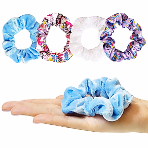 Stitch Hair Accessory 5 Pcs Set - 1 Regular 9 inch Stitch Hairbrush & 4 Scrunchies - Detangling Brush - Elastic Hair Ties Ropes for Girls, Ages 3+