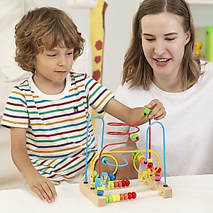 Lewo Wooden Baby Toddler Toys Circle First Bead Maze for Boys Girls