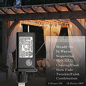 Eueasy Gazebo Lights Outdoor, 10ftx10ft Plug in Holiday Chandelier Fairy Lights 300 LED 8 Lighting Modes, Waterproof Curtain Lights for Gazebo, Party, Window, Garden (Warm White)
