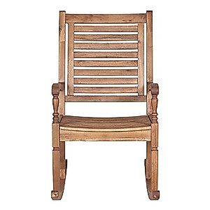 Walker Edison Montego Traditional Acacia Wood Slat Back Patio Rocking Chair, 42 Inch, Brown & Furinno FG18506 Tioman Hardwood Patio Furniture Outdoor End Table, Natural