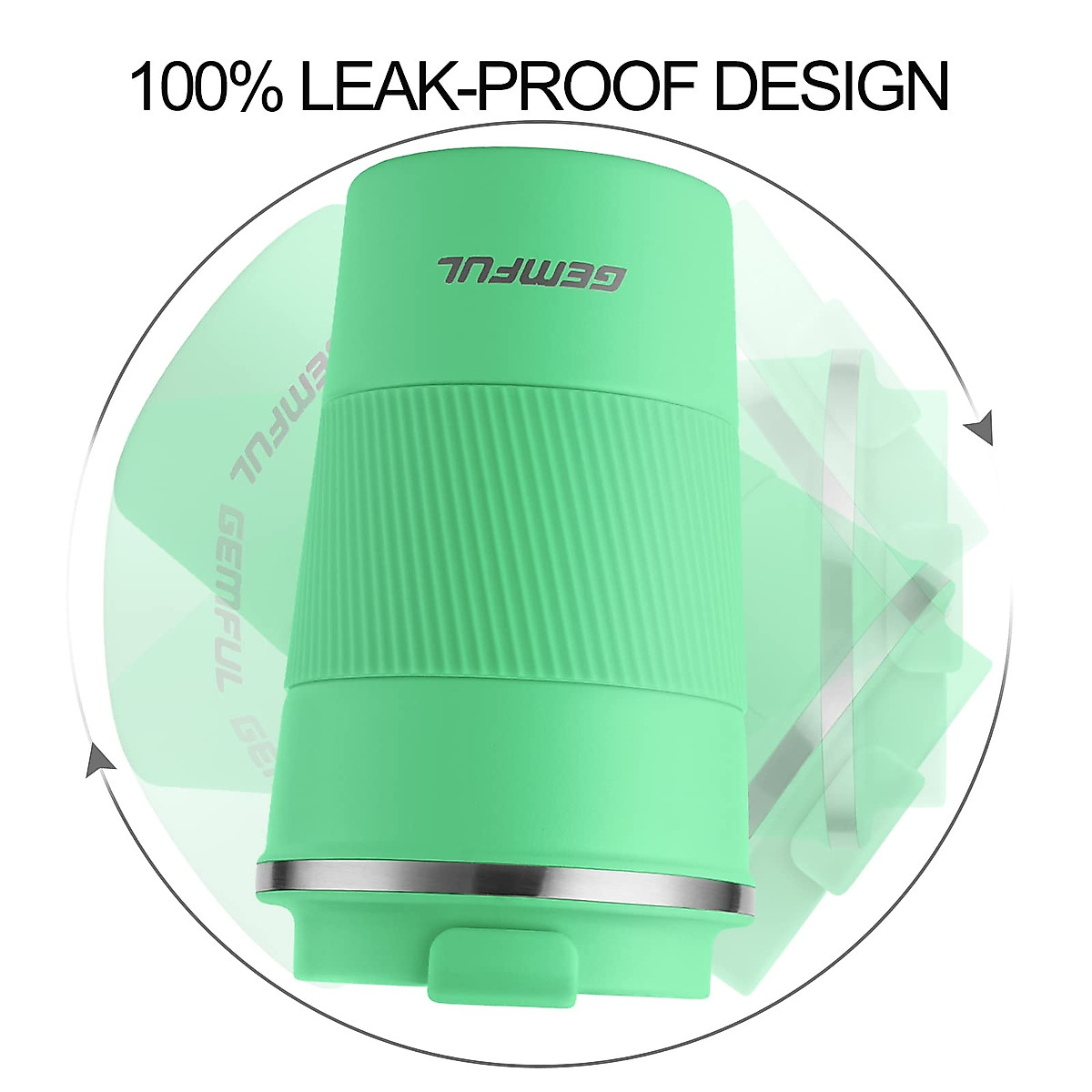 GEMFUL To Go Coffee Mug with Lid 13 oz Insulated Cups Spill Proof Travel Tumbler Leak Proof Vacuum Stainless Steel Reusable for Hot Cold Drinks Women Men (Green)
