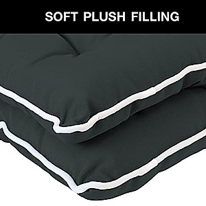 Sun-Ray Flame Retardant Filling, 2 Pillows, Black Patio Seat Cushion, 2pk, 2 Count