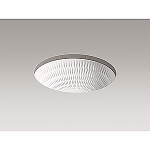 KOHLER K-17889-RL-K8 ARTIST EDITIONS Derring Design on Oval Under-Mount Bathroom Sink, Translucent White