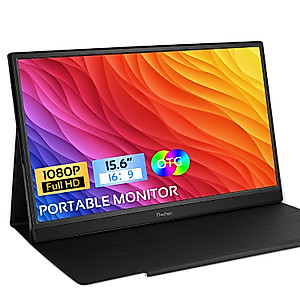Prechen Portable Monitor 15.6 Inch FHD 1080P USB-C Portable Laptop Monitor HDMI Gaming Monitor OTG & Dual Speakers, External Computer Display for PC MAC Phone Xbox PS4 Switch