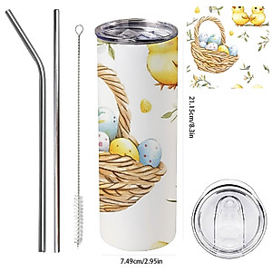 Tumbler with Lid and Straw A Loving Chicken Family Thermos Coffee Travel Mug Cute Cups 20 oz Insulated Tumbler for Daily Holiday Decor Gift Coffee Cup