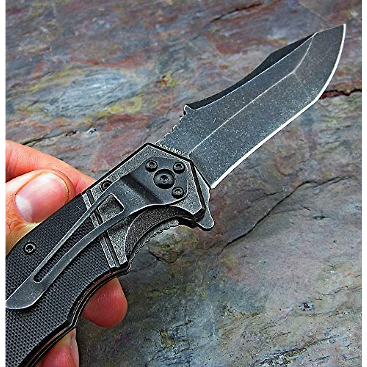 VORTEK SPROCKET: Black G10 Handles, Ball Bearing Pivot System, 8Cr13MoV Drop Point Blade, Great Everyday Carry Knife EDC with Stainless Steel Pommel