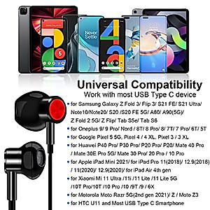 Jelanry USB C Headphone with Microphone, USB Type C Earbuds Magnetic Wired Earphone Volume Control for iPad Mini Air Samsung Z Fold 4 Flip 3 Galaxy S22 S21 S23 Pixel 7 Pro OnePlus 11 10 9 Pro, Black