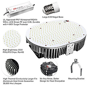 OSTEK 75W LED Shoebox Retrofit Kits, Replace 350W MH/HPS/HID Bulbs- 10,125LM 5000K E39 Mogul Base Retrofit Lights for Parking Lot Shoebox Light, Street Lighting, MEANWELL Driver, DLC&ETL Certified