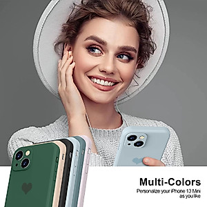 SupVict iPhone 13 Mini Phone Case, Slim Thin Silicone Soft Rubber Gel Cute Heart Design Shockproof Protective Soft Bumper Drop Protection Girls Women Boys Men iPhone 13 Mini Cover, Blue Design