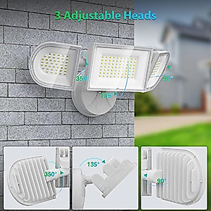 iMaihom 100W Flood Lights Outdoor, 9000LM Ultra Bright LED Flood Light Outdoor, 3 Adjustable Heads Security Lights, IP65 Waterproof Outdoor Flood Light, 6500K Floodlight for Yard Garage Court (White)