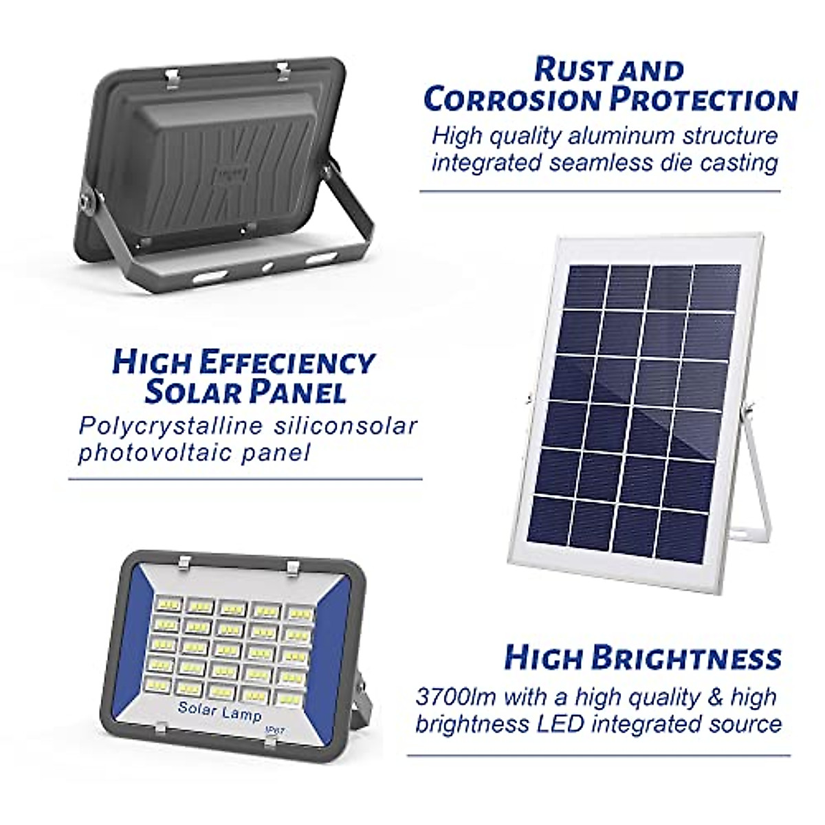 Lmhaichao Solar Flood Lights, 75 LEDs 6500K Dusk to Dawn with Remote Control Solar Flood Lights Outdoor, IP67 Waterproof Solar Power Fflood Lights for Yard, Garden, Shed, Barn, Garage