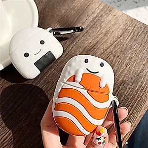 SGVAHY Case for Apple Airpods 1&2 Case Cover Cute Airpod Case Kawaii Cartoon Soft Silicone Creative Salmon Shape Airpods 2nd 1st Generation Wireless Charging Case Shockproof Protective Case (Salmon)