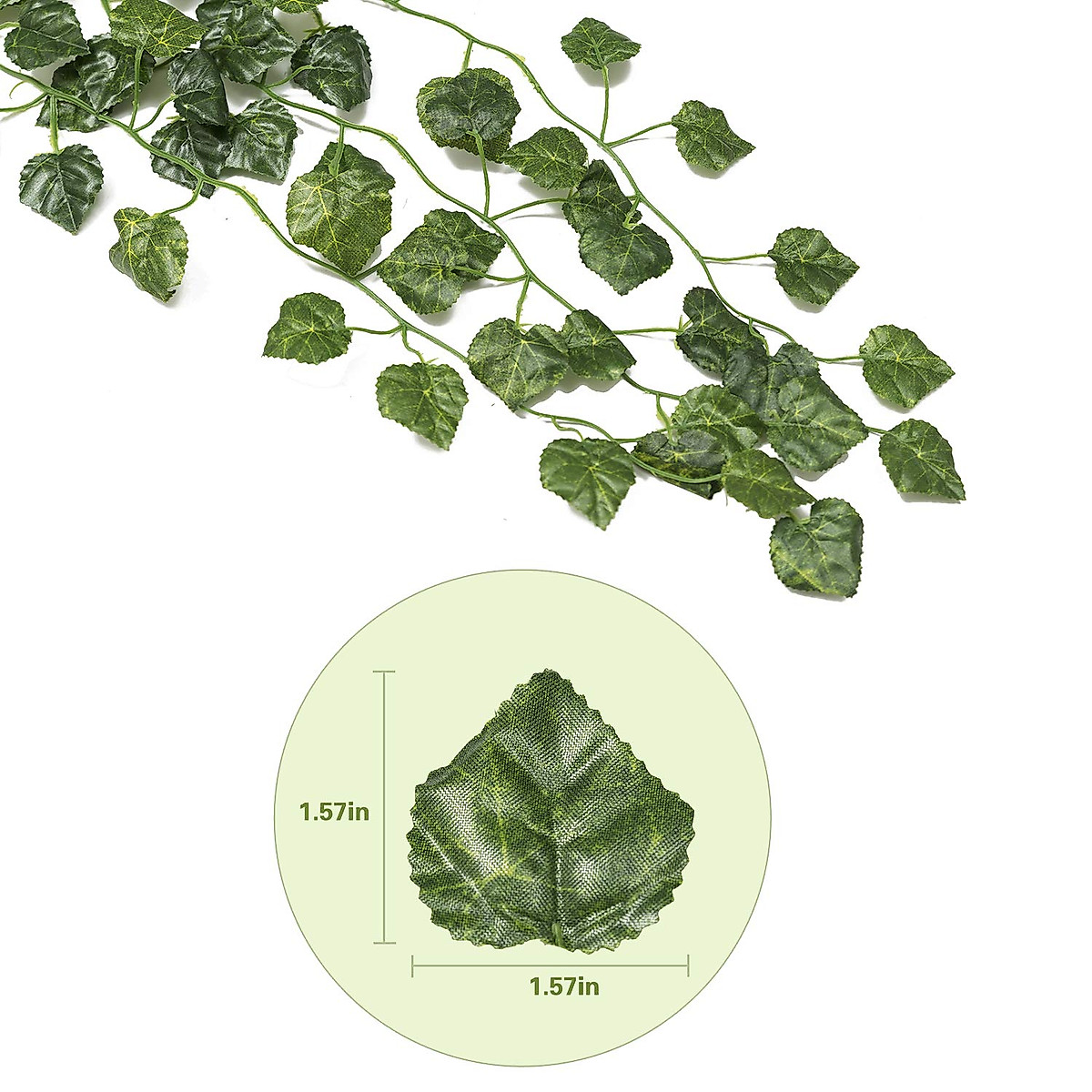 Yatim 90 CM Glabrous Grape Ivy Vine Artificial Plants Greeny Chain Wall Hanging Leaves for Home Room Garden Wedding Garland Outside Decoration Pack of 2