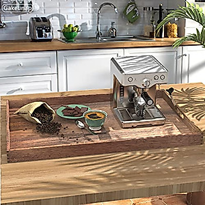 28x18'' Large Ottoman Tray,Walnut Wood Decorative Serving Tray with Handles for Breakfast,Dinner, Appetizers, Patio, Ottoman, Coffee Table, BBQ, Party –4 Coasters and 5 Greaseproof Papers for Free