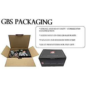 G.B.S 9 Pc Shaving Set - Non Slip DE Safety Razor Shaving Brush Stand 5 oz Sandalwood Aftershave, Mug with G.B.S Natural Soap +15 Blades Adjustable Convenient